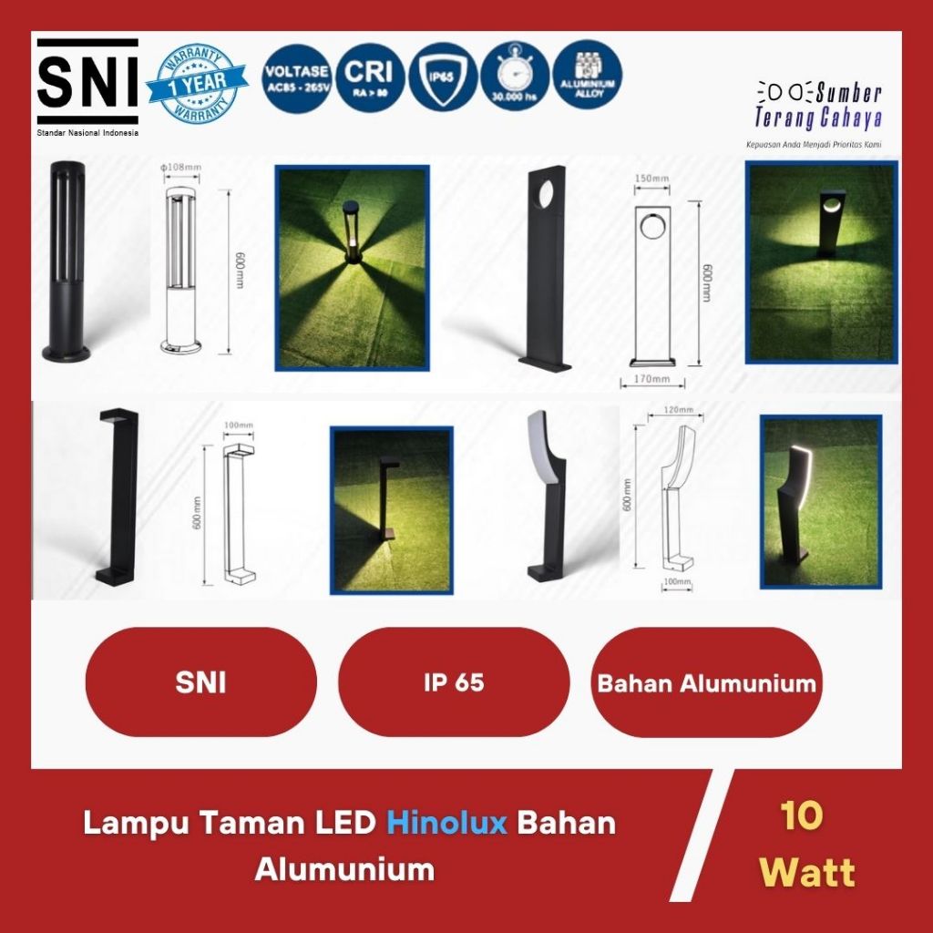 Jual Lampu Taman LED Hinolux Bahan Alumunium 10 Watt Standar ...