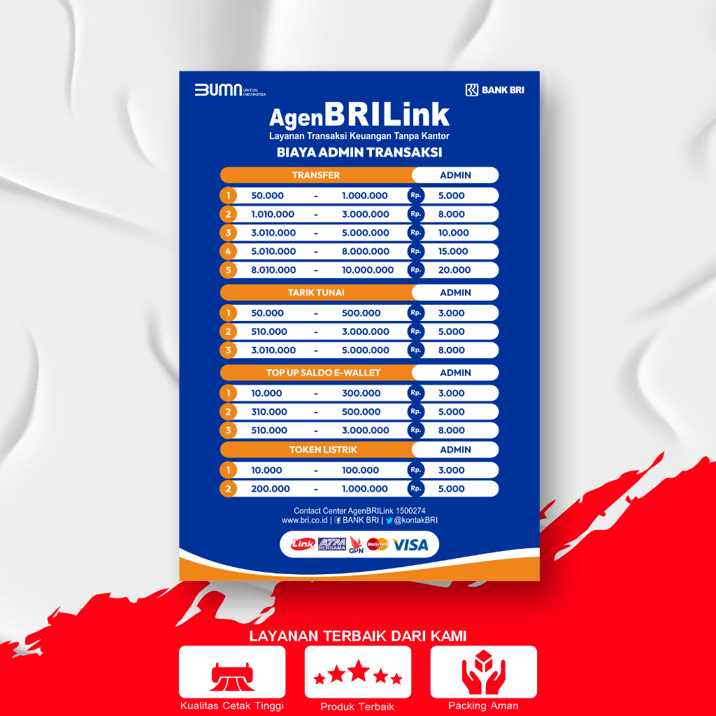 Jual POSTER DAFTAR TARIF HARGA AGEN BRILINK UKURAN A4 | Shopee Indonesia