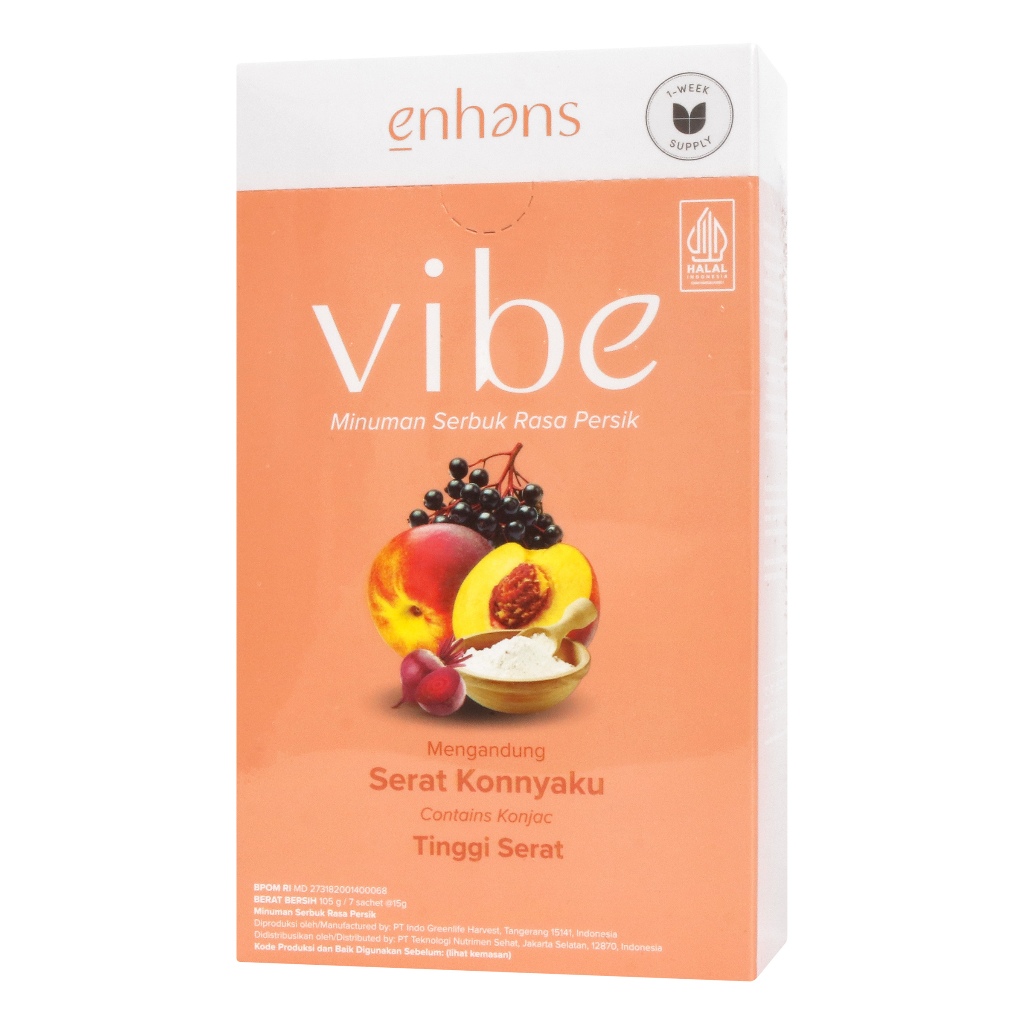 Jual ENHANS VIBE MINUMAN SERBUK RASA PERSIK - ISI 7 SACHET | GlucoFiber ...