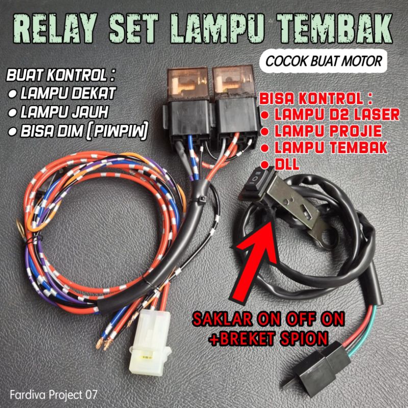 Jual Relay lampu D2 laser 2 mode + Dim / Relay set lampu panjang kabel ...