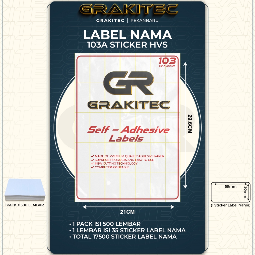Jual Label Nama 103 Undangan Sticker Hvs Per Pack Isi 500 Lembar (17500 ...