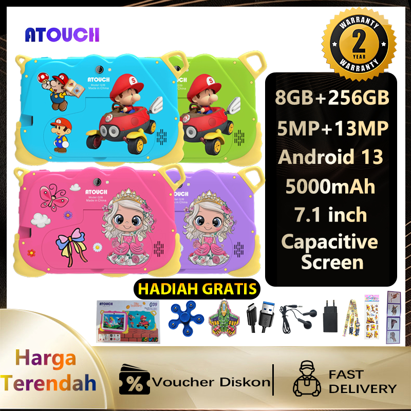 Jual ATOUCH【Beli 1 Gratis 8】8GB+256GB Study Anak Tablet Android13 Tablet Belajar Anak Edukasi ...