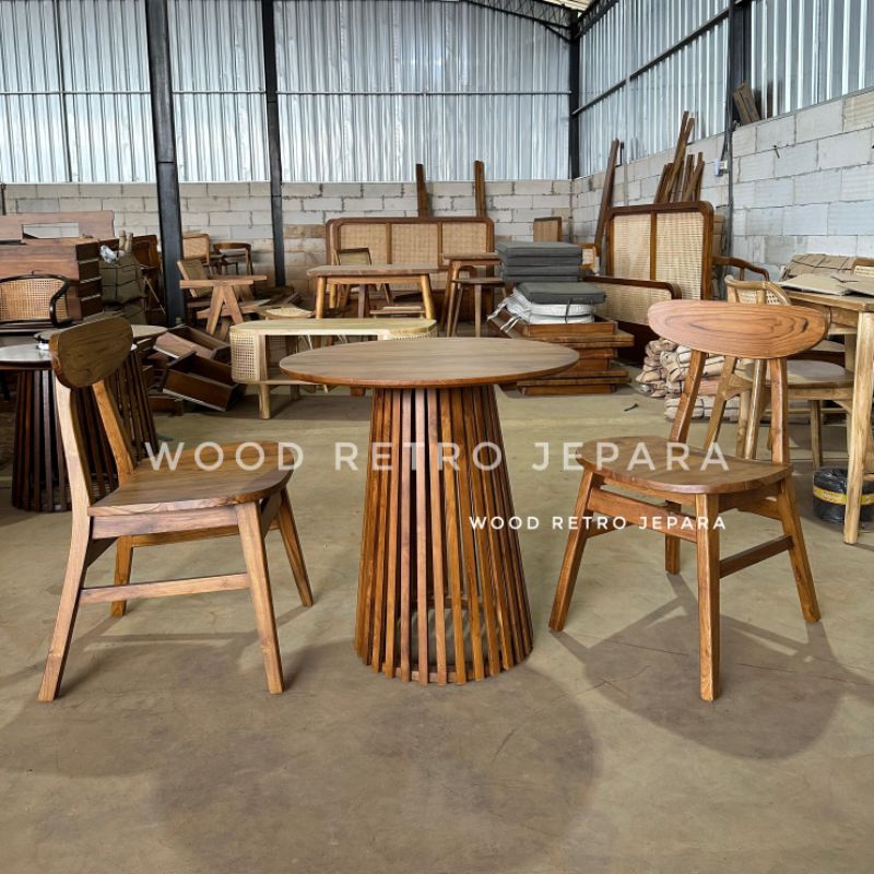 Jual Set Meja Makan Cafe Kursi Ropan - Kursi Makan Cafe Resto Jati Retro Scandinavian | Shopee ...
