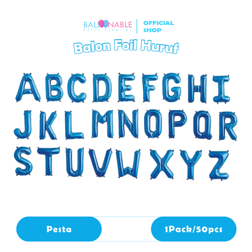 Jual Isi 50pc/1pack Balon Huruf Biru Tua Polos Pink Tua Polos 40cm ...