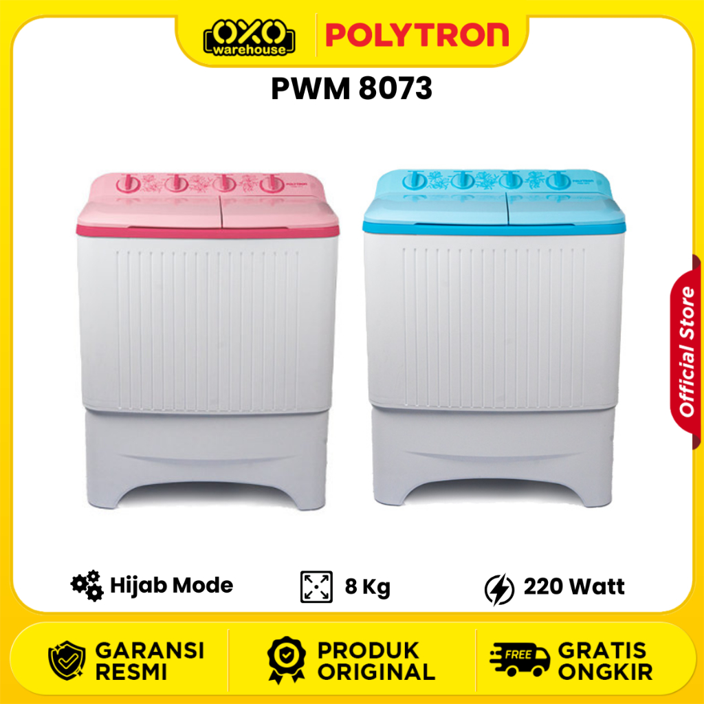 Jual POLYTRON Mesin Cuci PWM-8073 P/BB 2 Tabung 8 Kg Hijab Mode Low ...