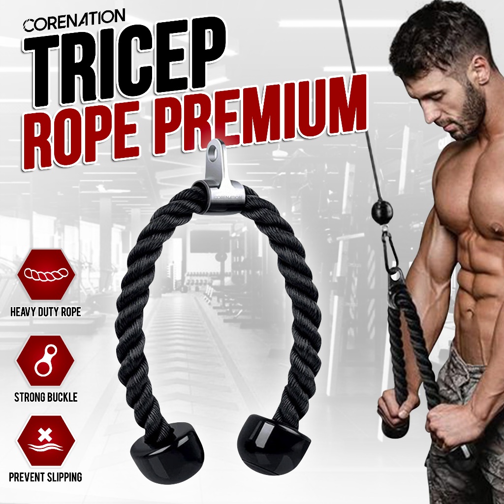 Jual CoreNation Gym Handle Tricep Rope - Triceps Ropes Cable Attachment ...