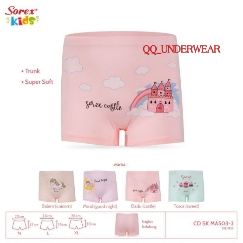 Jual Sorex Kids CD Celana Dalam Boxer Anak Cewek Perempuan Ma 501 502 503 504 | Shopee Indonesia