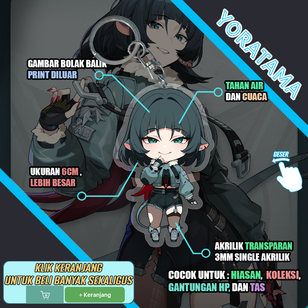 Jual Gantungan Kunci Jane Doe Zenless Zone Zero ZZZ, Keychain Anime ...