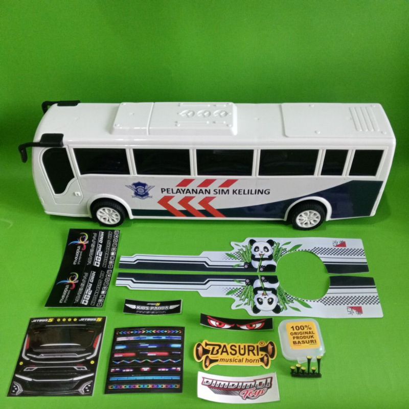 Jual paket super combo miniatur bus KIDS PANDA (warna bus putih ...
