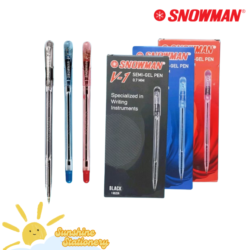Jual [BOX/12PCS] SNOWMAN Pulpen V-1 V-1R / Semi Gel Pen V1 V1R | Shopee ...