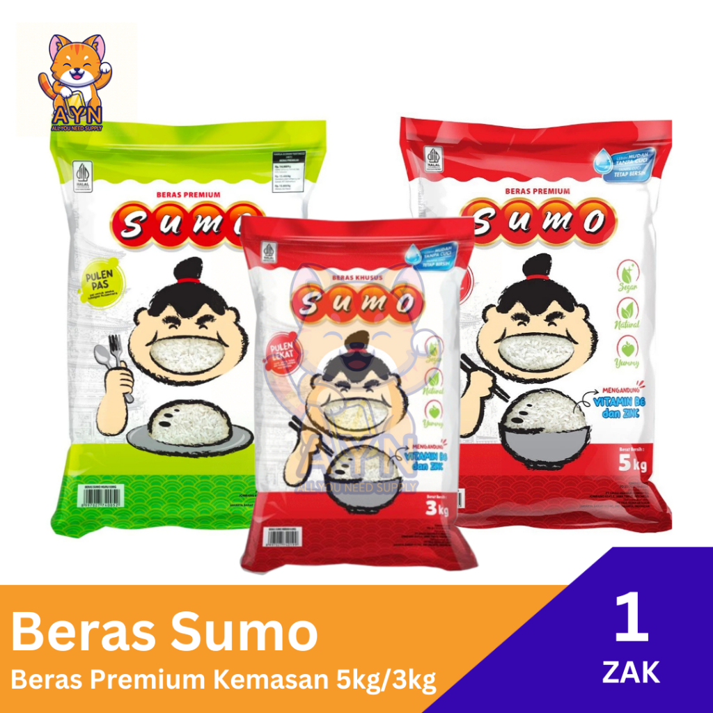 Jual Beras Sumo Beras Khusus Merah | Kuning | Hijau 5 kg / 3 kg [ 1 zak ...