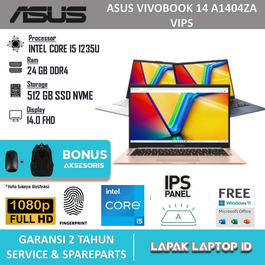 Jual LAPTOP ASUS VIVOBOOK 14 A1404ZA INTEL CORE I5 1235U RAM 24GB DDR4 ...