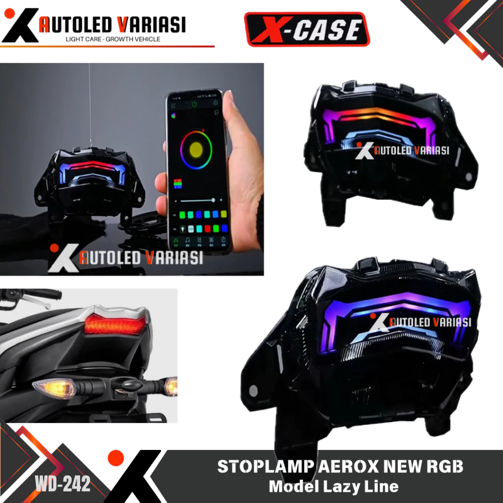 Jual Stoplamp Lazy RGB Aerox New NVX Connect App 3in1 Model Alice Lampu ...