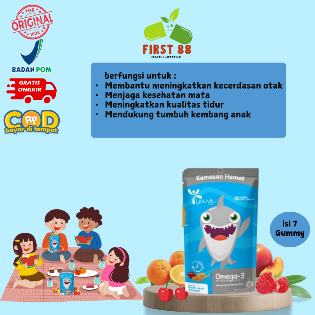 Jual Youvit Gummy Omega 3 // Multivitamin // Curcuma Anak 1 sachet isi ...