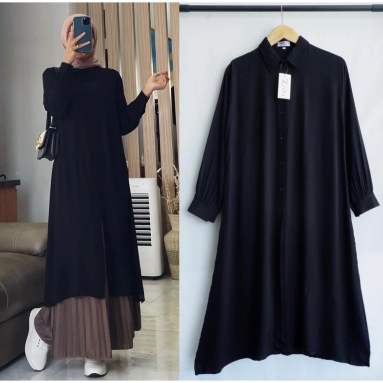 Jual Nayla Long Tunik Rayon twill premium / Baju Atasan Polos Wanita ...