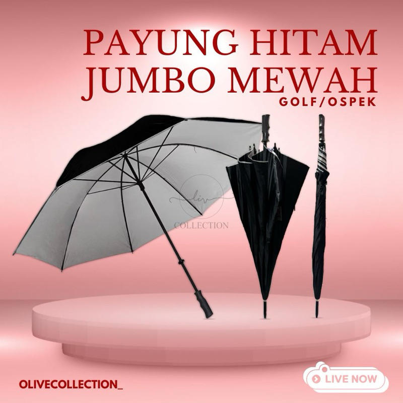 Jual PAYUNG GOLF VILLA HOTEL BESAR JUMBO HITAM TEBAL MEWAH POLOS MANUAL ...