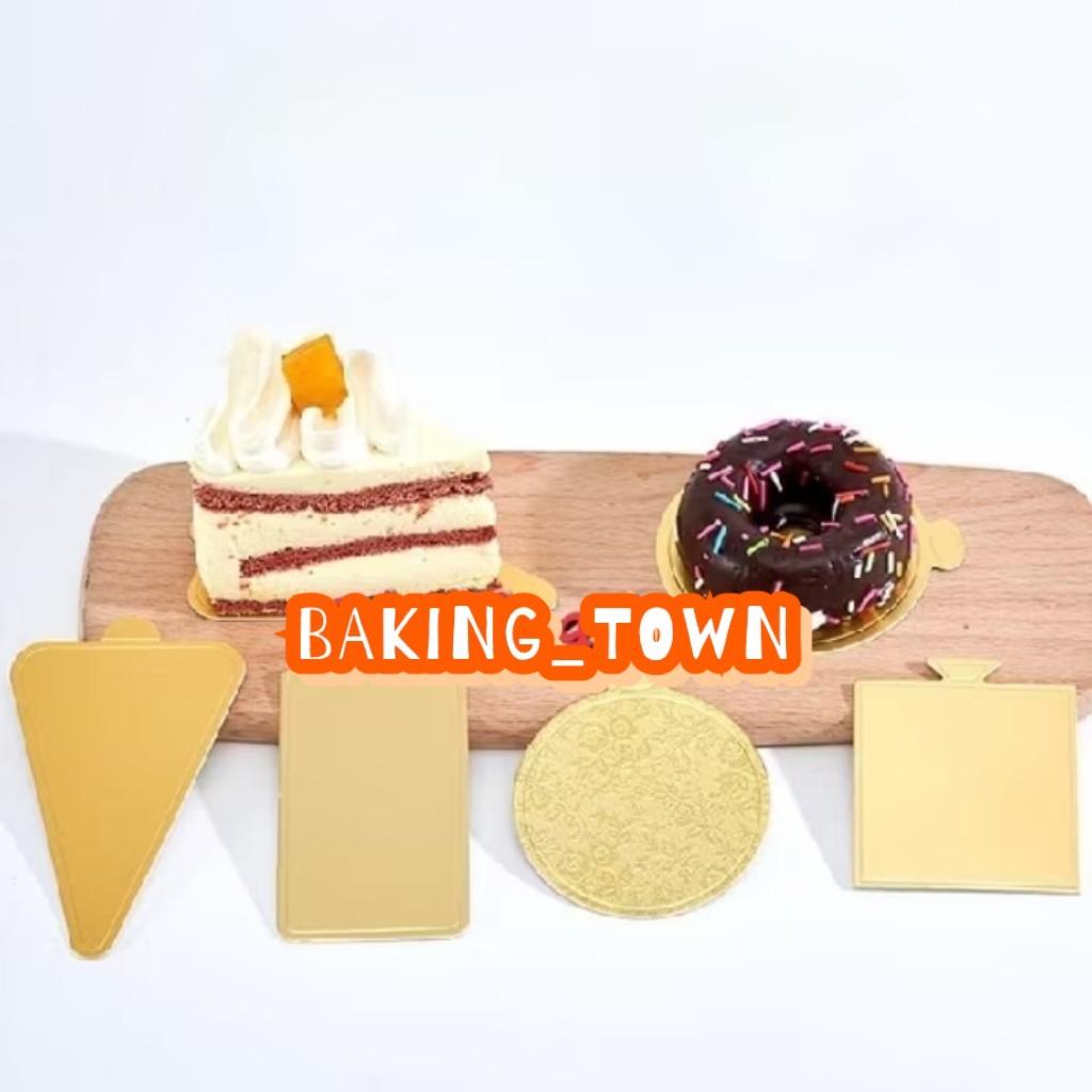 Jual 100pcs ALAS TATAKAN KUE GOLD ALAS DONUT / CAKE SLICES / TIRAMISU ...