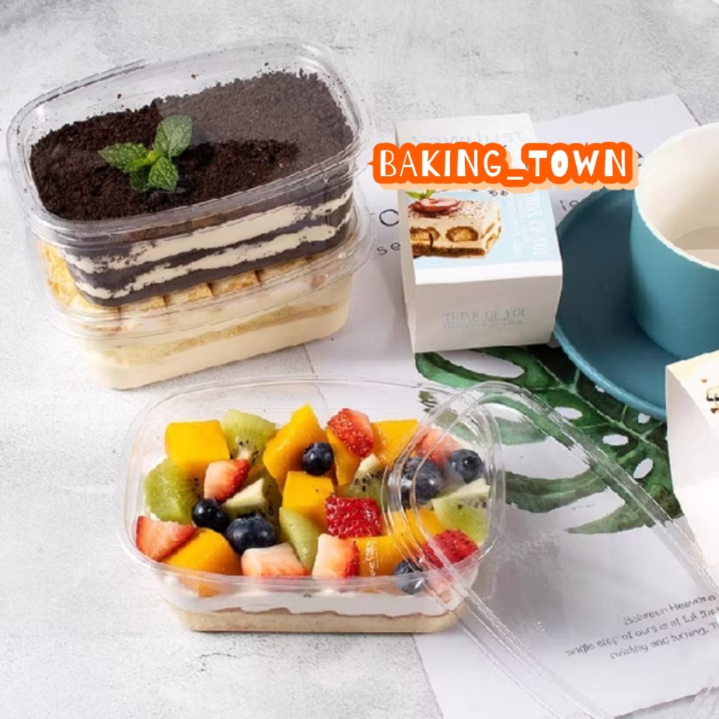 Jual 10pcs - 300ml Oval Dessert Box Mika Tempat Tiramisu Cake es Buah ...