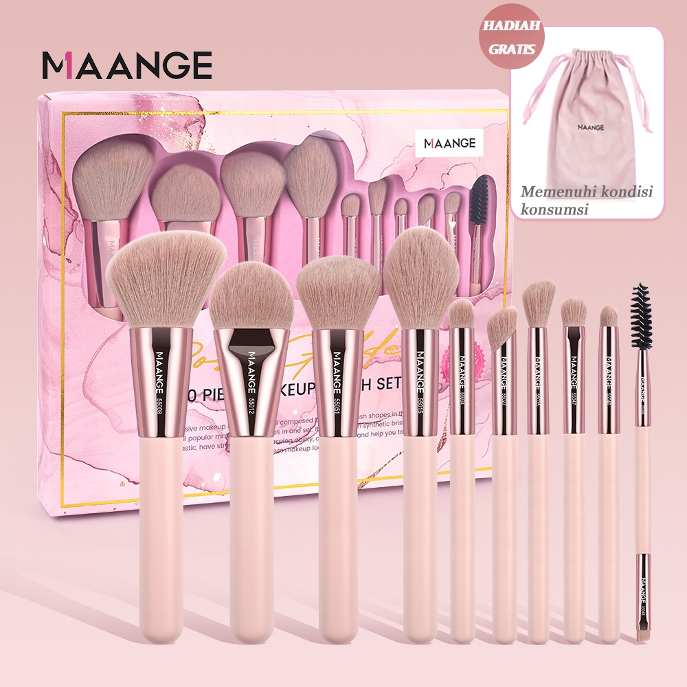 Jual [Beli 1 Gratis]MAANGE Pinkiedition 10 pcs Makeup Brushes Set Kuas Rias Kualitas Tinggi ...