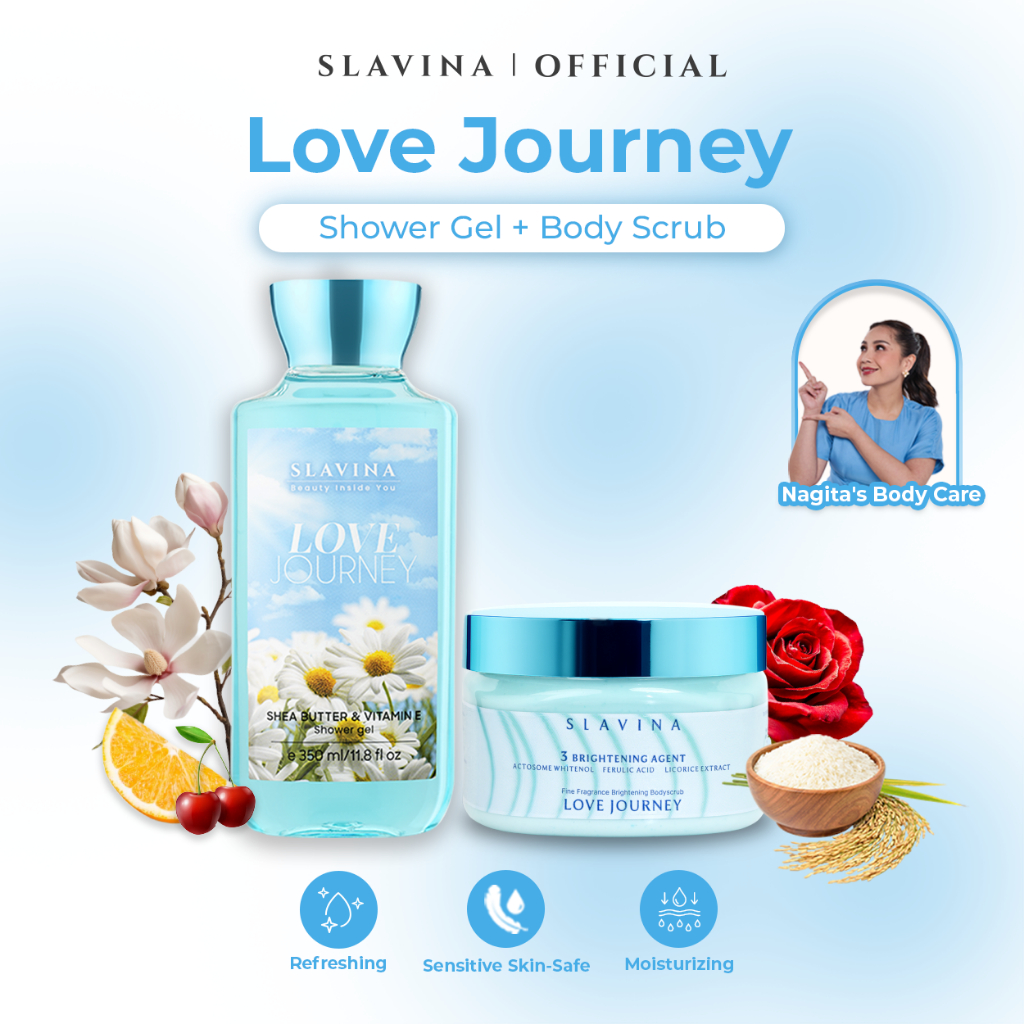 Jual SLAVINA Shower Advanced Love Journey (Body Scrub + Shower Gel ...