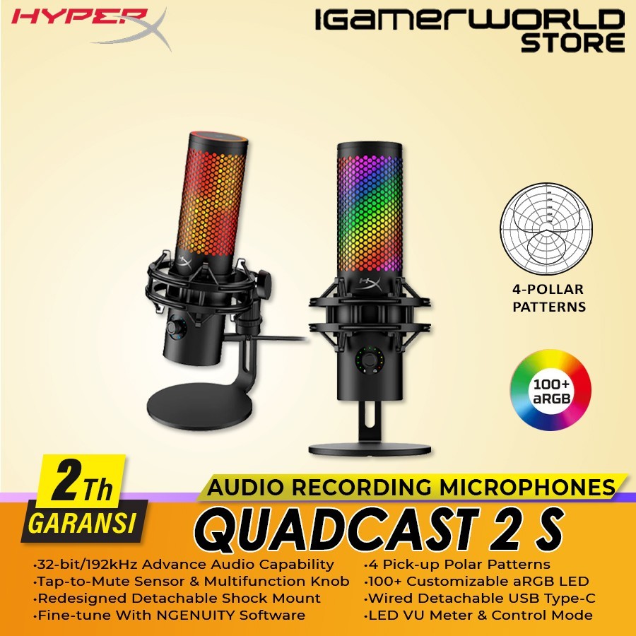 Jual HyperX QuadCast 2 / QUADCAST 2 S RGB USB C Condenser Gaming Microphone | Shopee Indonesia