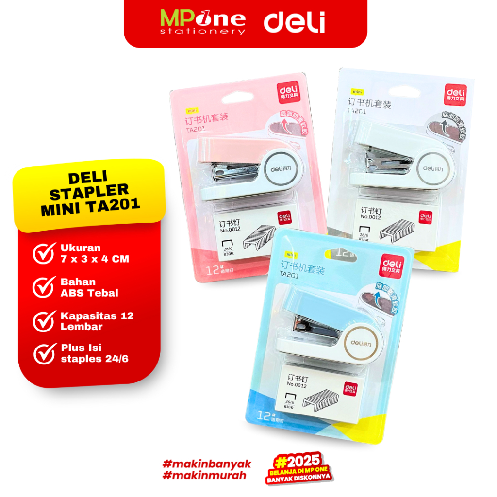 Jual Deli Stapler Mini + Isi Staples TA201 / Stapler Mini Lucu Warna ...