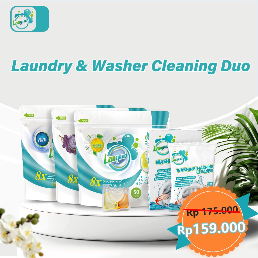 Jual 【Laundry & Washer Cleaning Duo】Laugend Laundry Pod 3-in-1 dengan & Pembersih Mesin Cuci ...