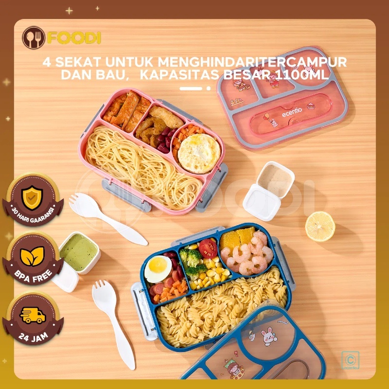 Jual ecentio & FOODI tempat makan set anti tumpah/bekal makan anak ...