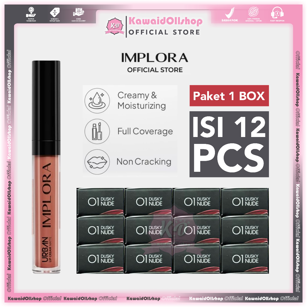 Jual Implora Urban Lip Cream | Paket 1 Box Isi 12 Pcs | Matte Dengan ...