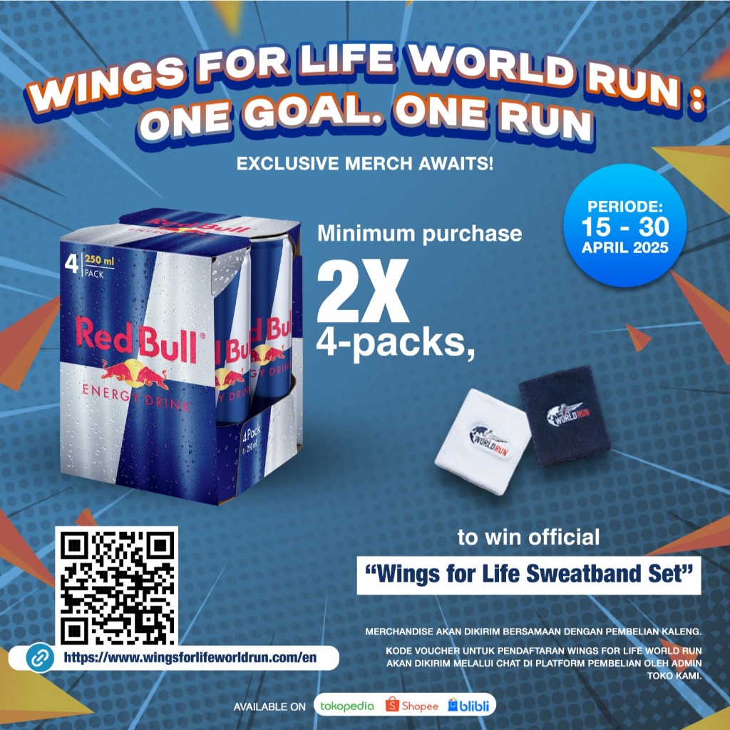 Jual Red Bull Energy Drink, 250ml (2 x 4-pack) + WFL Sweatband Set | Shopee Indonesia