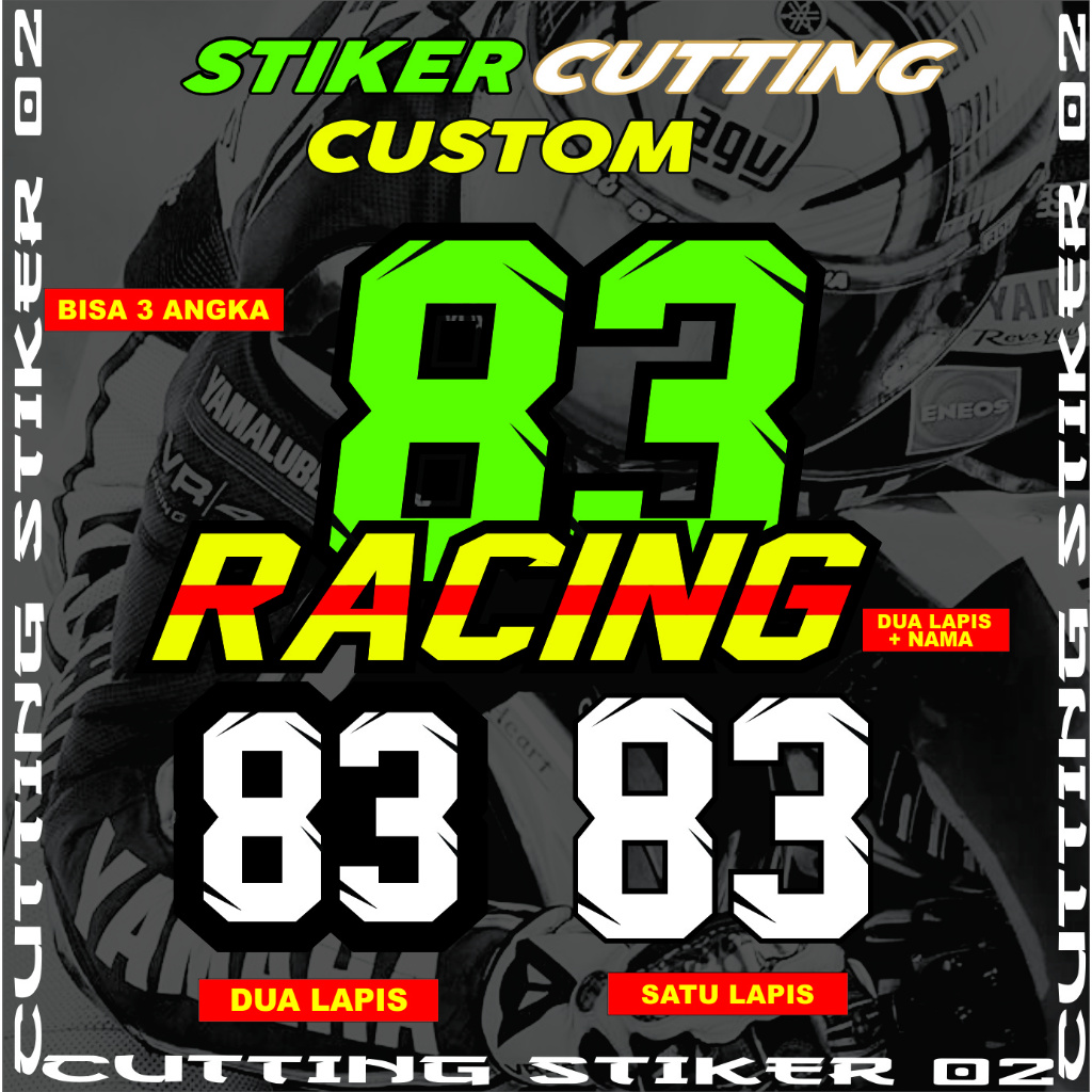 Jual CUSTOM sticker cutting nomor start balap motor mobil v1 | Shopee ...
