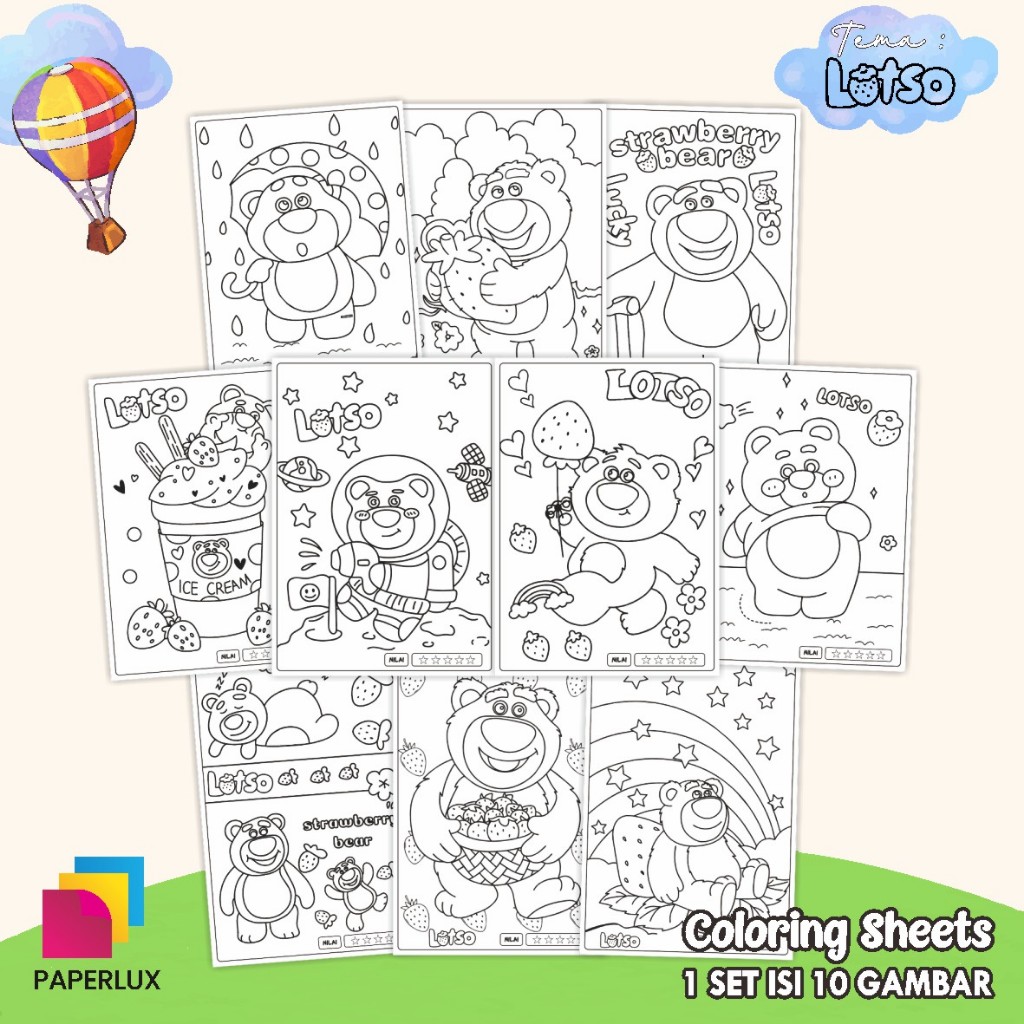 Jual KERTAS GAMBAR MEWARNAI ANIMASI ANAK - LEMBAR COLORING SHEETS FOR KIDS ISI 10 LEMBAR SERI 02 ...
