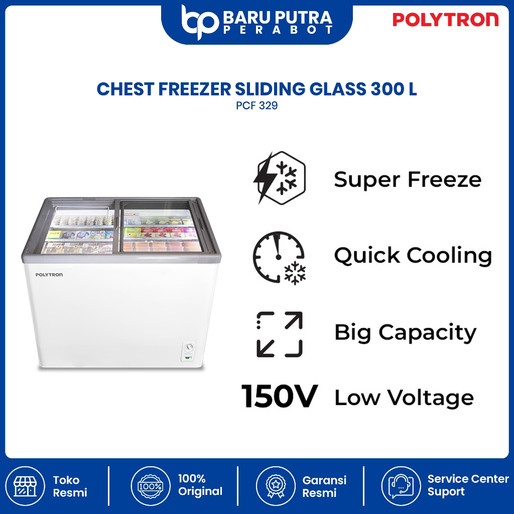 Jual Polytron Chest Freezer Sliding Glass 300 Liter PCF 329 | Shopee ...