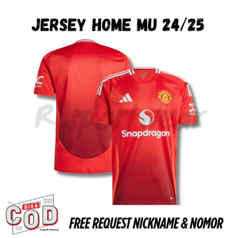 Jual Jersey MU Home 24/25 full printing premium (FREE REQUEST NICKNAME ...