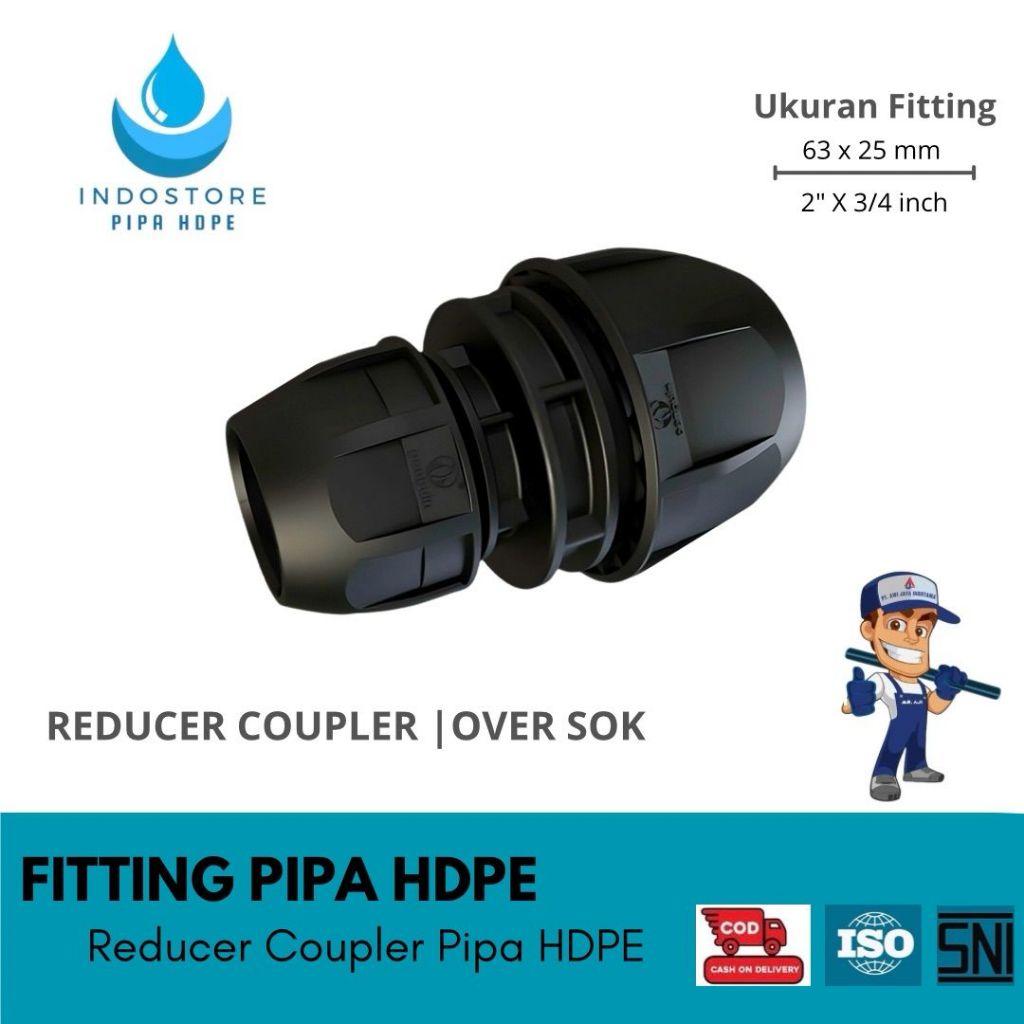 Jual Fitting PIPA HDPE Reducer Coupler 2" inch x 3/4 inch atau 63mm x ...
