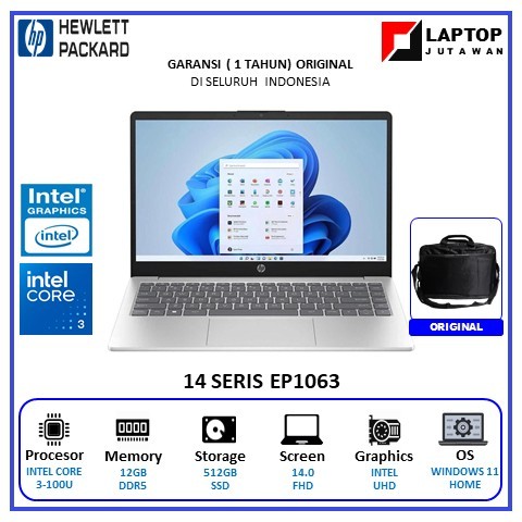 Jual Laptop HP 14 EP1063 Intel CORE 3 100U 12GB 512GB SSD Windows 11 ...