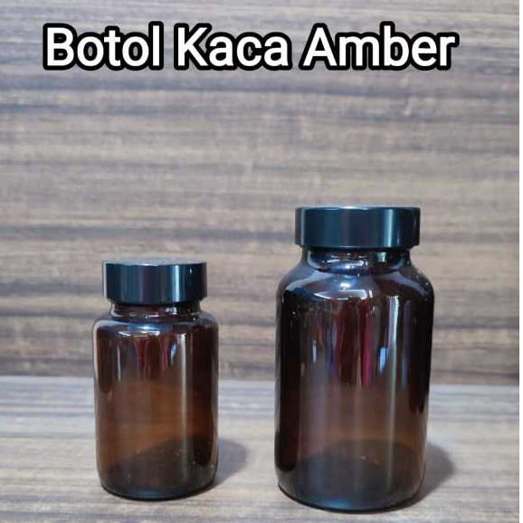 Jual Botol Kaca Amber 100ml 200ml Botol Obat Suplement Vitamin Kapsul Suplemen 100gram 200gram ...