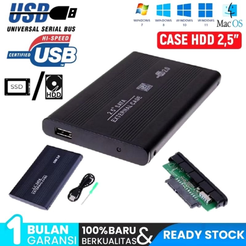 Jual [ SBR ] COD ALUMINIUM HDD 2.0 2.5"INCH CASING HDD HARDISK 2.5 INCH SATA EXTERNAL CASE USB 2 ...