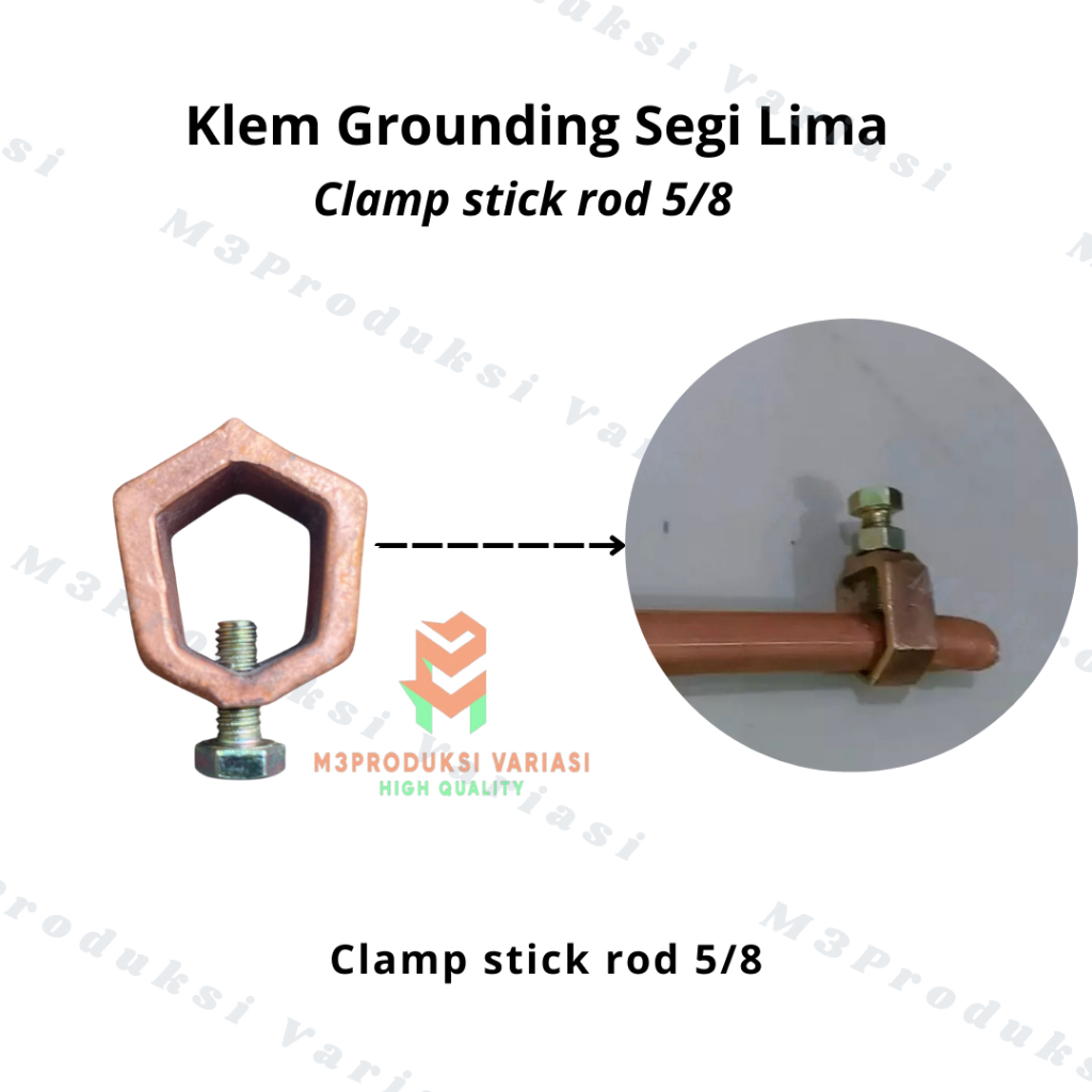 Jual Klem Grounding Segi LIma Anti Petir Clem stick rod Clamp stick rod ...