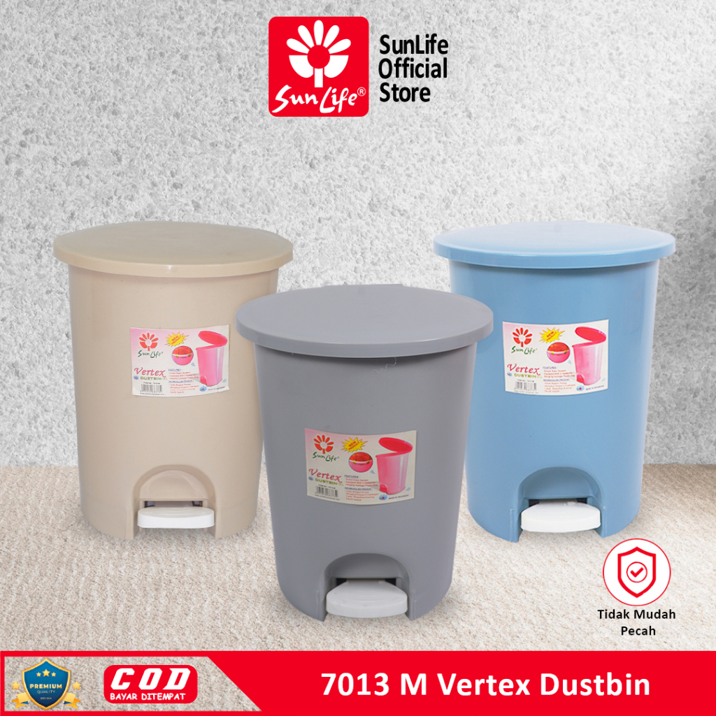 Jual Sunlife Vertex Dustbin Tempat Sampah Tutup Injak Plastik 10 Liter Dengan Injakan Step On ...