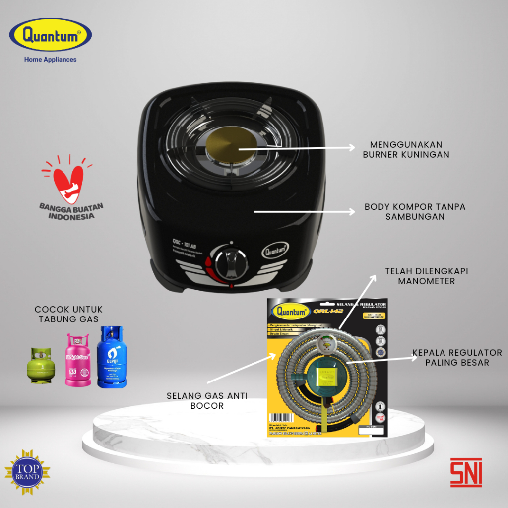 Jual Quantum Paket Kompor Gas QGC 101 AB HITAM dan Selang Regulator ...