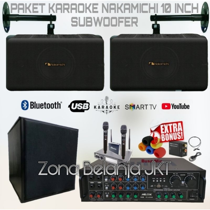 Jual PAKET SOUND SYSTEM KARAOKE SPEAKER NAKAMICHI 10 INCH + SUBWOOFER ...