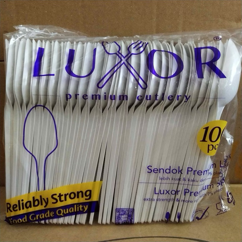 Jual SENDOK MAKAN PUTIH LUXOR ISI 100 / SENDOK MAKAN PLASTIK SEKALI ...