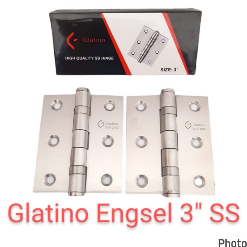 Jual engsel 3 inc stainless steel 304 glatino tebal/ engsel jendela ...
