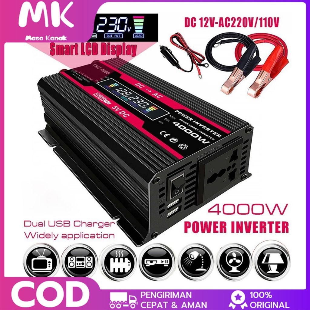 Jual (Dikirim Dari Jakarta) Power Inverter Pure Sine Wave PSW DC 12V/24V To AC 220V 3000W/4000W ...