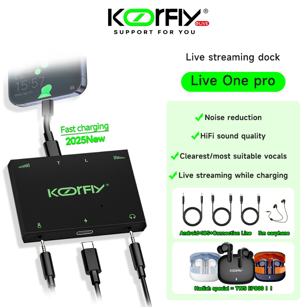 Jual Koorfly Live Streaming Dock 2 in 1 Android & iPhone Audio Live ...