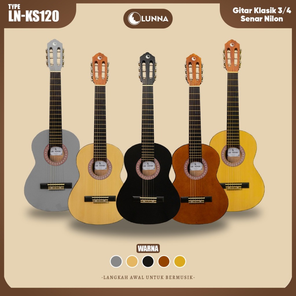 Jual LUNNA Gitar 3/4 Klasik LN - KS120 Senar Nilon Model Bulat | Shopee ...