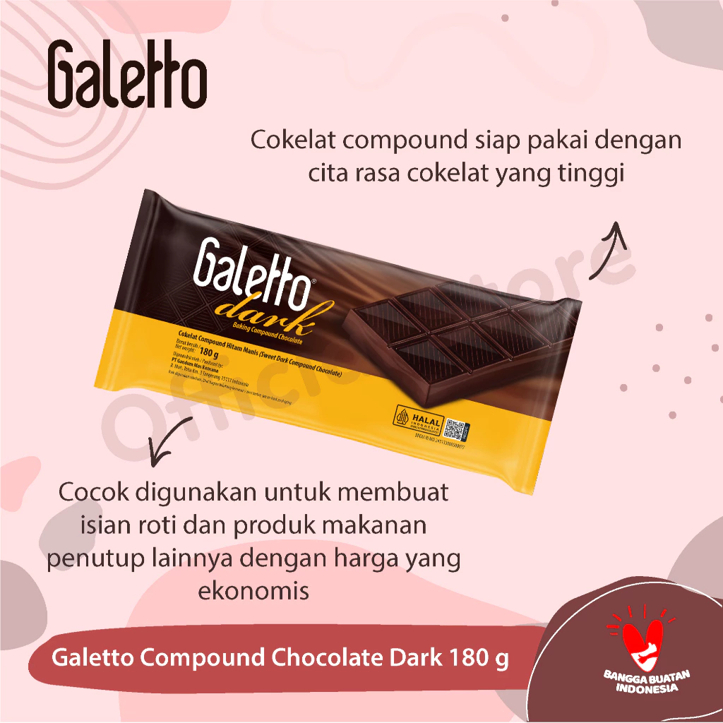 Jual Galetto DCC 180gr Kemasan Kuning Dark Compound Chocolate Coklat ...