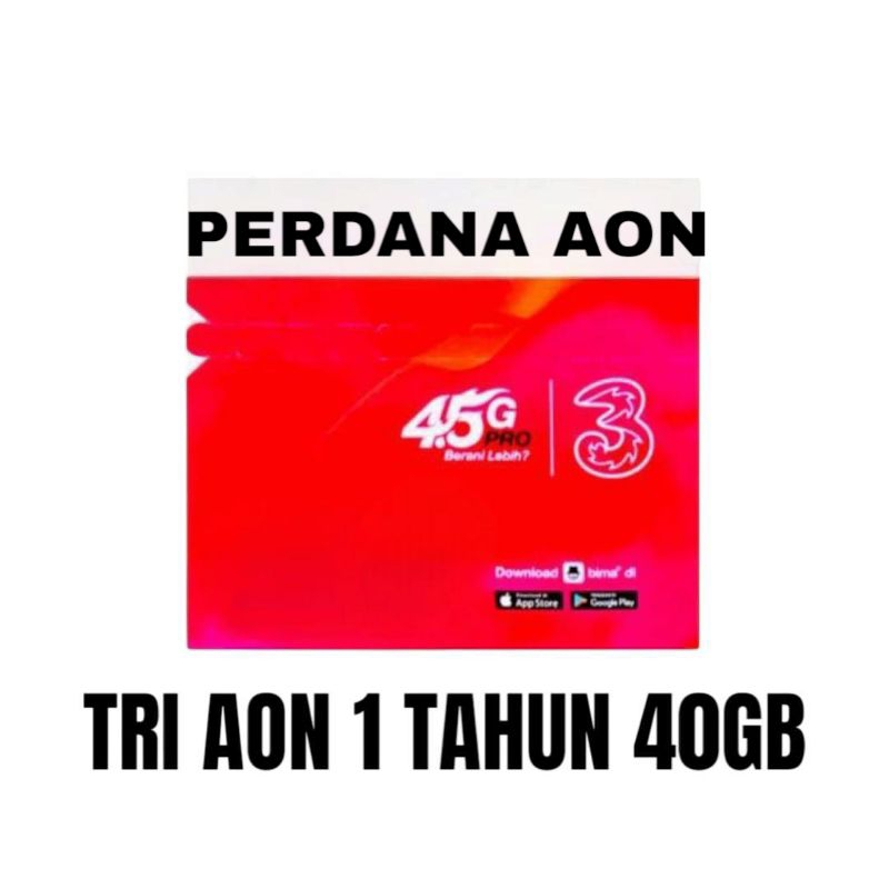 Jual Kartu 3 / TRI AON 1 Tahun / Perdana AON 40GB Fresh | Shopee Indonesia