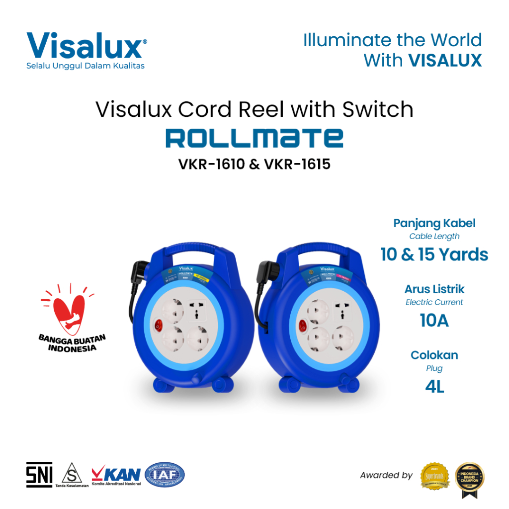 Jual Visalux Rollmate Cord Reel with Switch 10 Yard & 15 Yard - Kabel ...